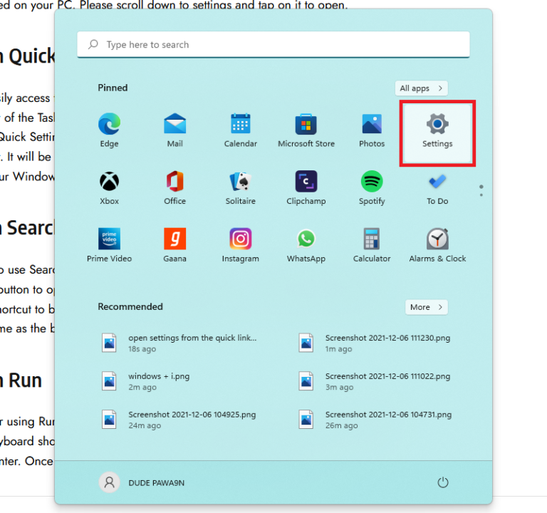How to Open Settings in Windows 11 - GeekChamp