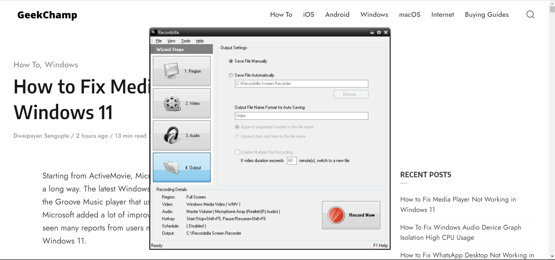 Best Screen Recording Software for Windows 11 - GeekChamp