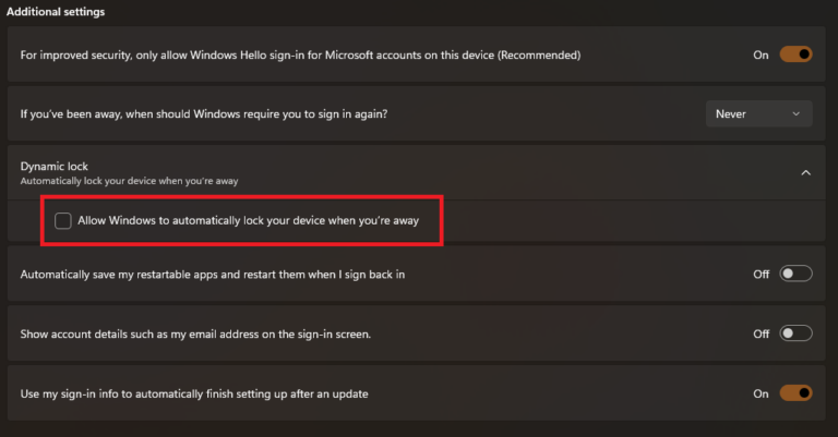 How to Fix Dynamic Lock Not Working in Windows 11 - GeekChamp