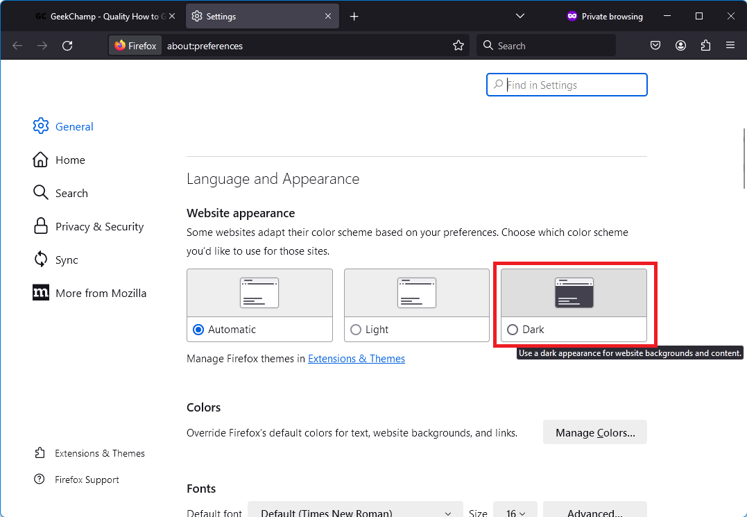 How to Enable Dark Mode in Windows 11 - GeekChamp