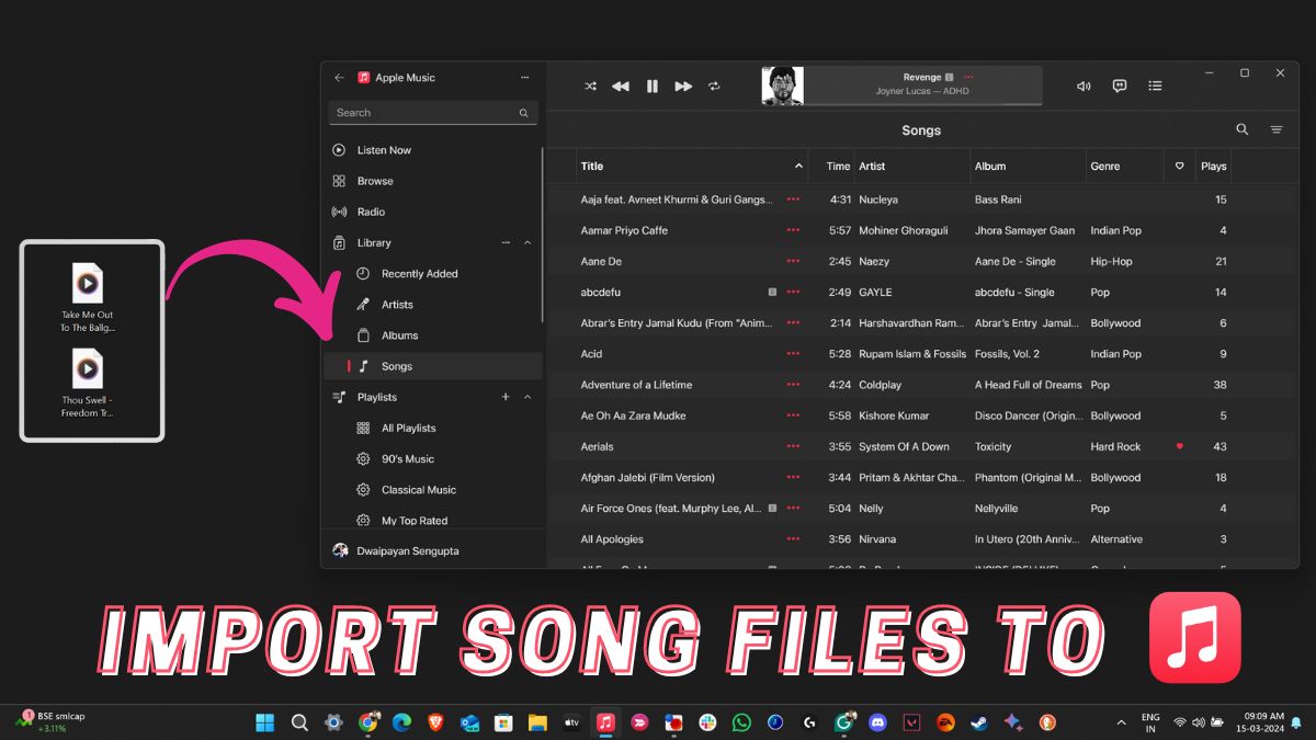 How to Import Song Files to the Apple Music App on Windows 11 - GeekChamp