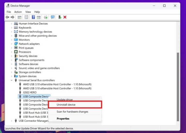 How to Fix USB Composite Device Driver Error on Windows 11 - GeekChamp