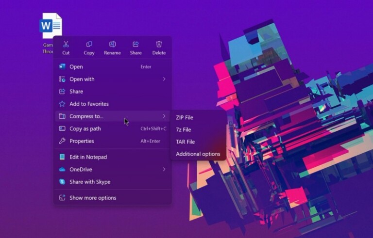 How to Create 7z and TAR Files with File Explorer on Windows 11 - GeekChamp